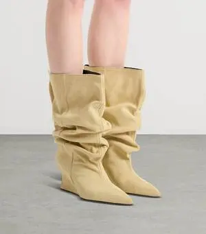 Balmain Suede Wedge Ankle Boots