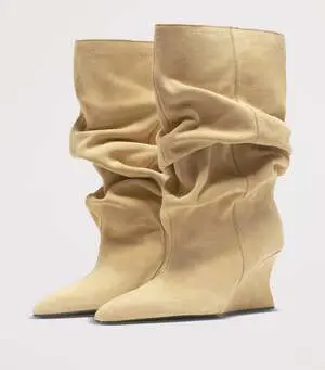 Balmain Suede Wedge Ankle Boots