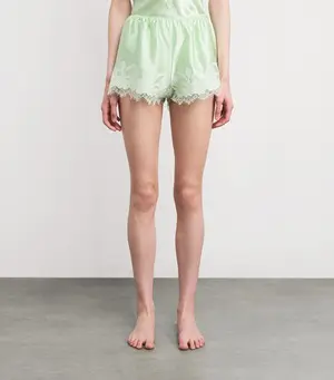 TORLOWEI Silk Lace Pyjama Shorts