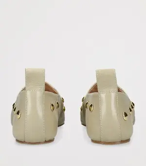 Chloé Rita Studded Leather Ballet Flats - Green