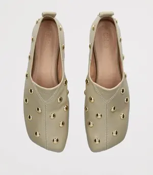 Chloé Rita Studded Leather Ballet Flats - Green