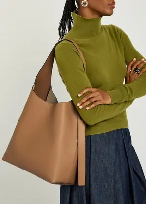 Tory Burch Romy Grained Leather Hobo Bag - Light Brown
