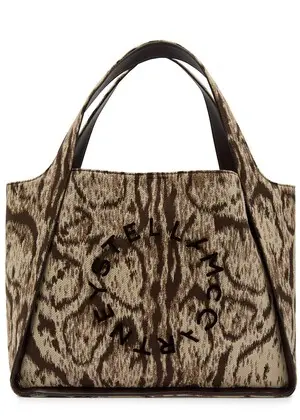Stella McCartney Logo Leopard-jacquard Canvas Tote Bag