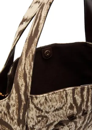 Stella McCartney Logo Leopard-jacquard Canvas Tote Bag