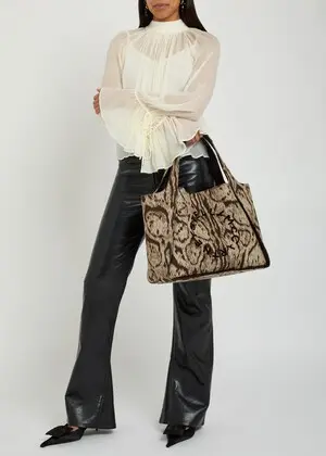 Stella McCartney Logo Leopard-jacquard Canvas Tote Bag