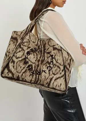 Stella McCartney Logo Leopard-jacquard Canvas Tote Bag