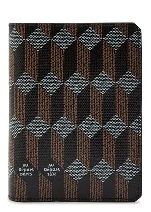 AU DEPART Logo Leather Passport Case - Black