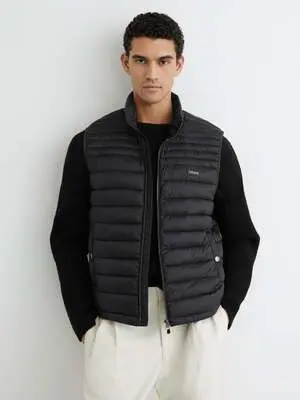 REISS Alpine Quilted Zip-through Gilet - Black