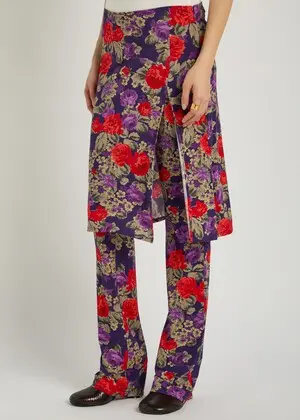 Acne Studios Intessa Skirt-effect Floral Stretch-jersey Trousers - Multicoloured