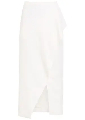 Khaite Jaia Wrap-effect Wool Midi Skirt