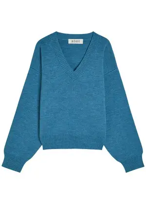 Blue V Neck Jumper