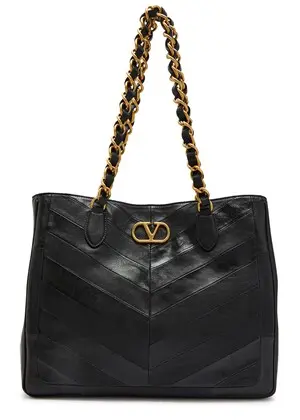 Valentino Garavani Logo-plaque Chevron Leather Tote Bag