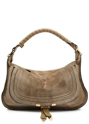 Chloé Marcie Small Suede Shoulder Bag - Taupe