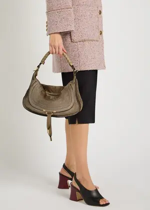 Chloé Marcie Small Suede Shoulder Bag - Taupe