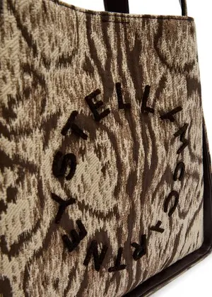 Stella McCartney Logo Leopard-jacquard Canvas Tote Bag - Brown