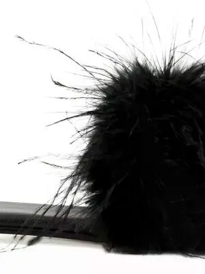 PAUL WARMER Feather Flat Sandals - Black