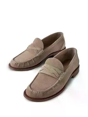 Brunello Cucinelli Twisted Suede Loafers - Neutrals