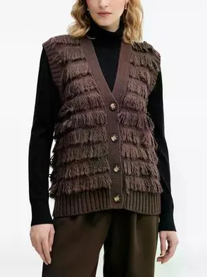 Sisley Fringed Sleeveless Cardigan