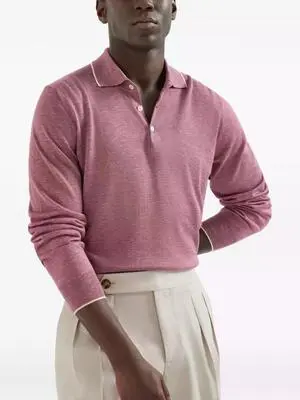 Brunello Cucinelli Long-sleeve Polo Shirt - Red