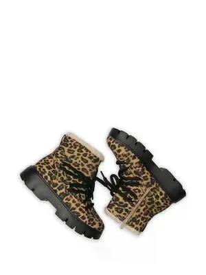 MEXX Leopard Print Lace-up Ankle Boots
