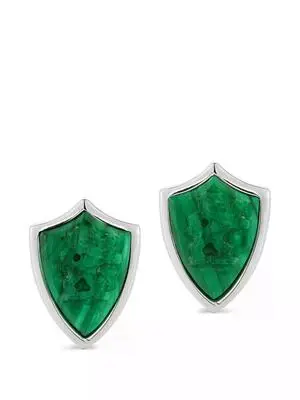Mateo Malachite Lion Shield Cufflinks - Silver