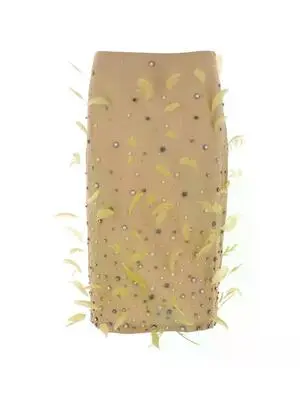 DES_PHEMMES Feather-embellished Skirt