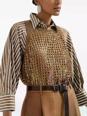 Brunello Cucinelli Crochet Knit Top