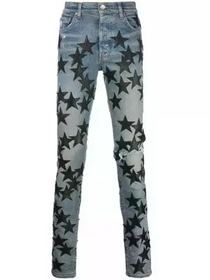Amiri Star Patch Skinny Jeans - Blue