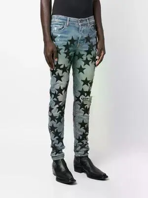 Amiri Star Patch Skinny Jeans - Blue