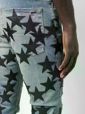 Amiri Star Patch Skinny Jeans - Blue