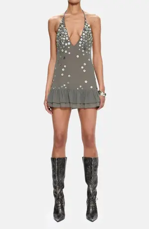 JADED LONDON Halter Minidress - Grey