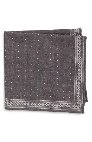 Eleventy Wool & Cotton Muslin Pocket Square - 22-02 Black And Sand