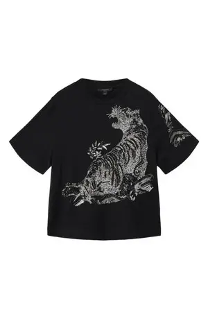 ALLSAINTS Pounce Lisa Embellished Cotton Graphic T-shirt - Black