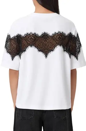 ALLSAINTS Lisa Lace Panel T-shirt - Optic White