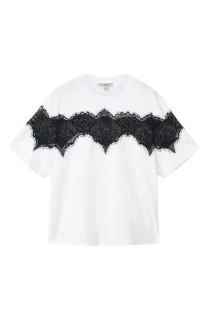 ALLSAINTS Lisa Lace Panel T-shirt - Optic White
