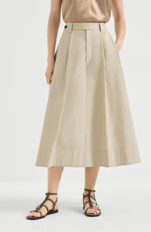 Brunello Cucinelli Sartorial Skirt With Monili Detailing - Beige