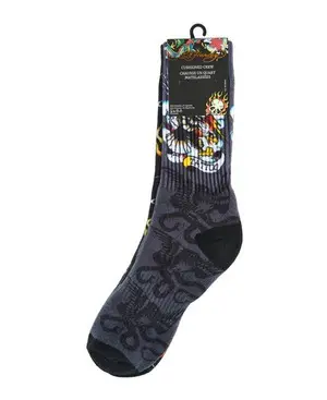 Ed Hardy Flaming Eagle Printed Crew Socks 2 Pack