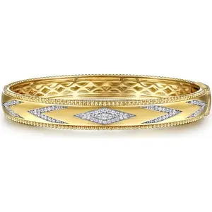 GABRIEL & CO. 14k And Diamond Chevron Bangle - Gold