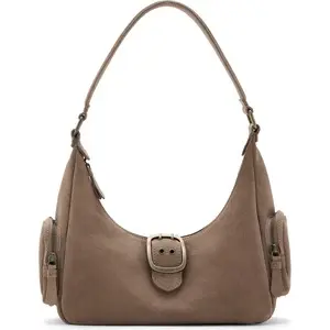 Mango Suede Buckle Handbag