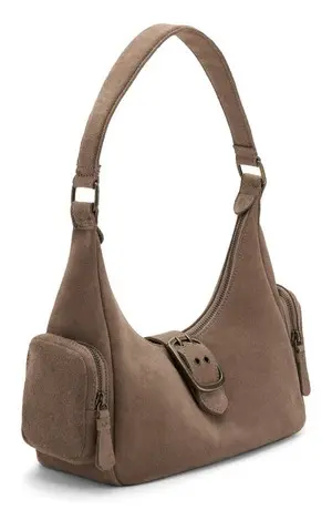 Mango Suede Buckle Handbag