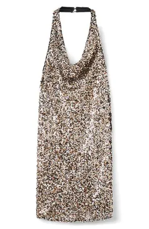 Mango Sequin Open Back Dress
