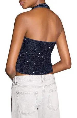 Mango Sequin Halter Crop Top