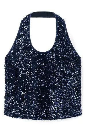 Mango Sequin Halter Crop Top
