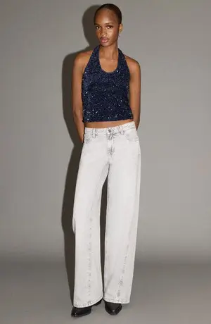 Mango Sequin Halter Crop Top