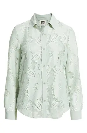 Anne Klein Lace Button-up Shirt - Soft Aloe