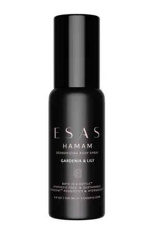 ESAS NYC Gardenia & Lily Hamam Organic Deo Body Spraywhite Florals & Warm Sun - Black