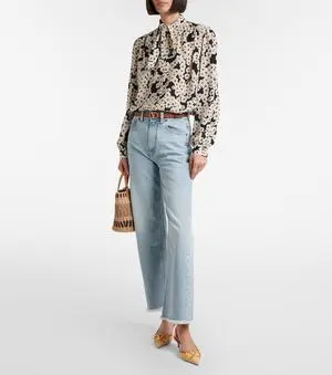 Valentino Garavani Vlogo Leather-trimmed Raffia Slingback Pumps