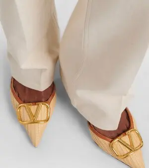 Valentino Garavani Vlogo Leather-trimmed Slingback Pumps