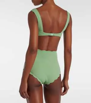 Marysia Santa Monica Scalloped Bikini Bottoms - Green
