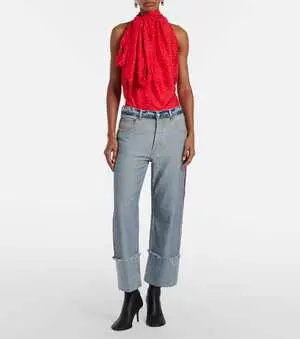 Acne Studios Deconstructed Embellished Straight Jeans